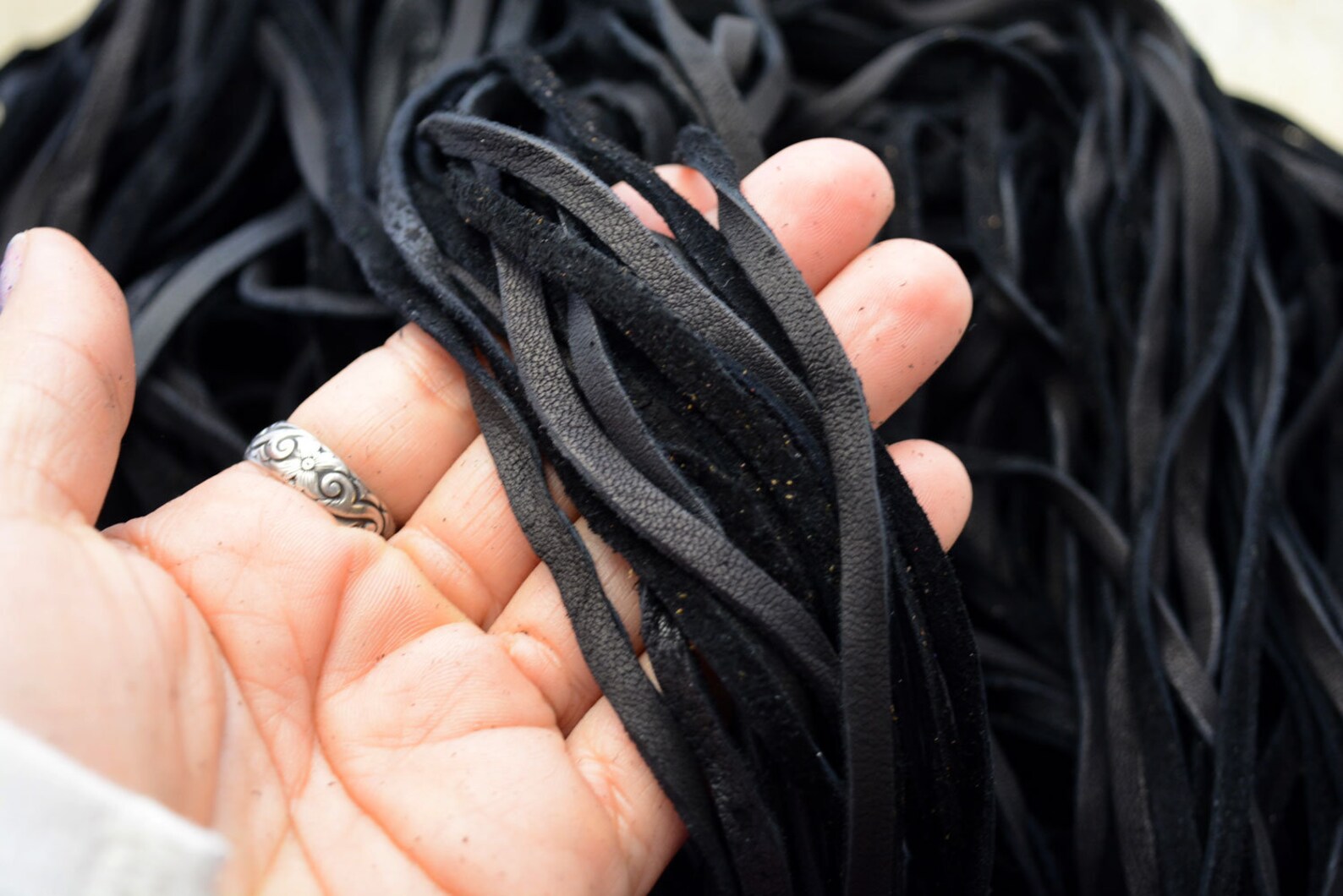 Black, 5mm Deer Suede Leather Lace, 40" Strap (1pc) / Deer Lace, Elk ...