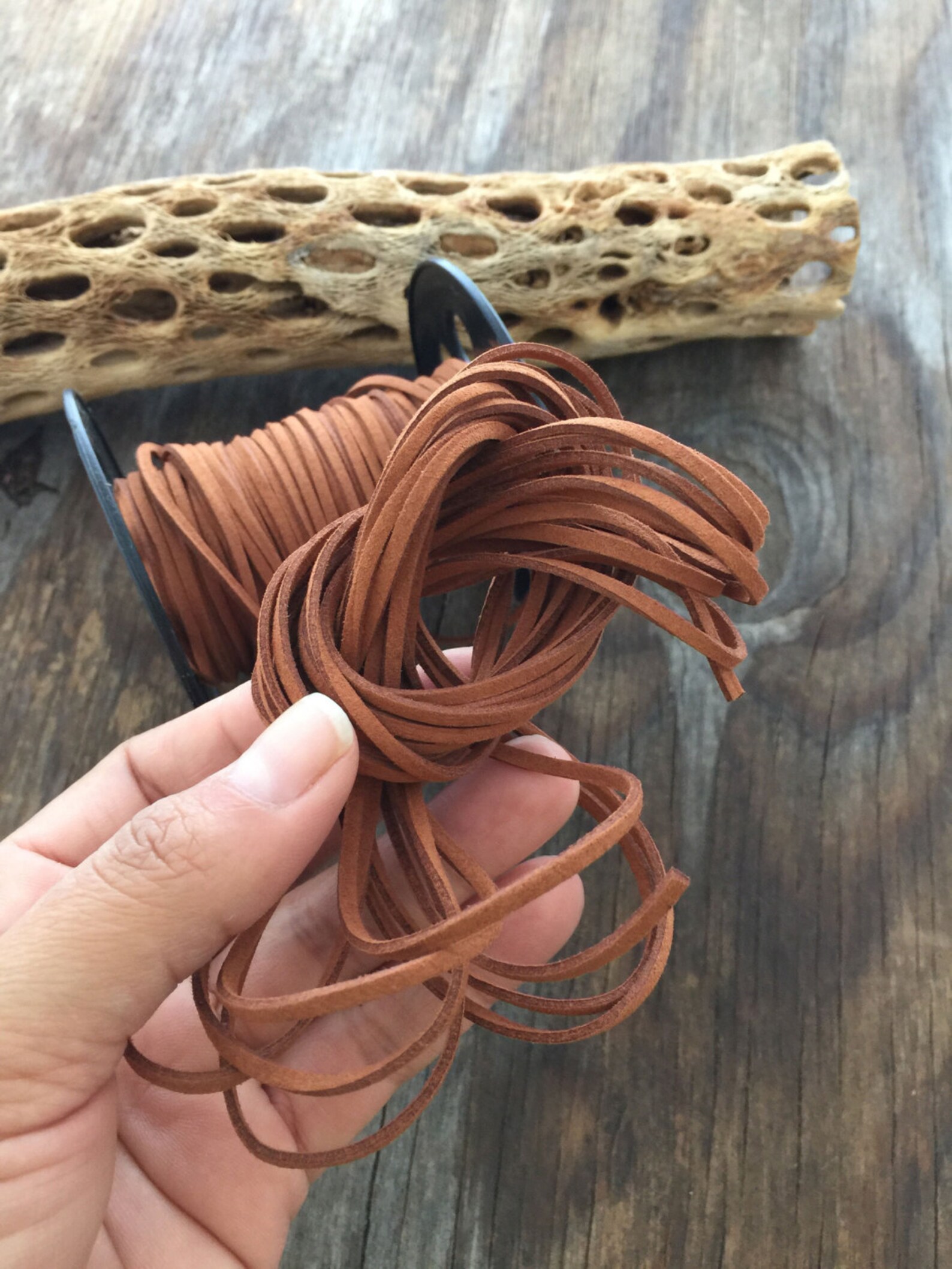Cinnamon Brown Faux Suede Leather Cord, 15 Feet Bundle (5 Yards ...