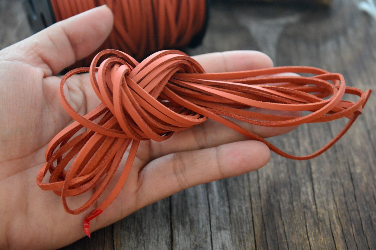 Rust Orange Textured Faux Suede Leather Cord, 15 Feet Bundle (5 Yards ...