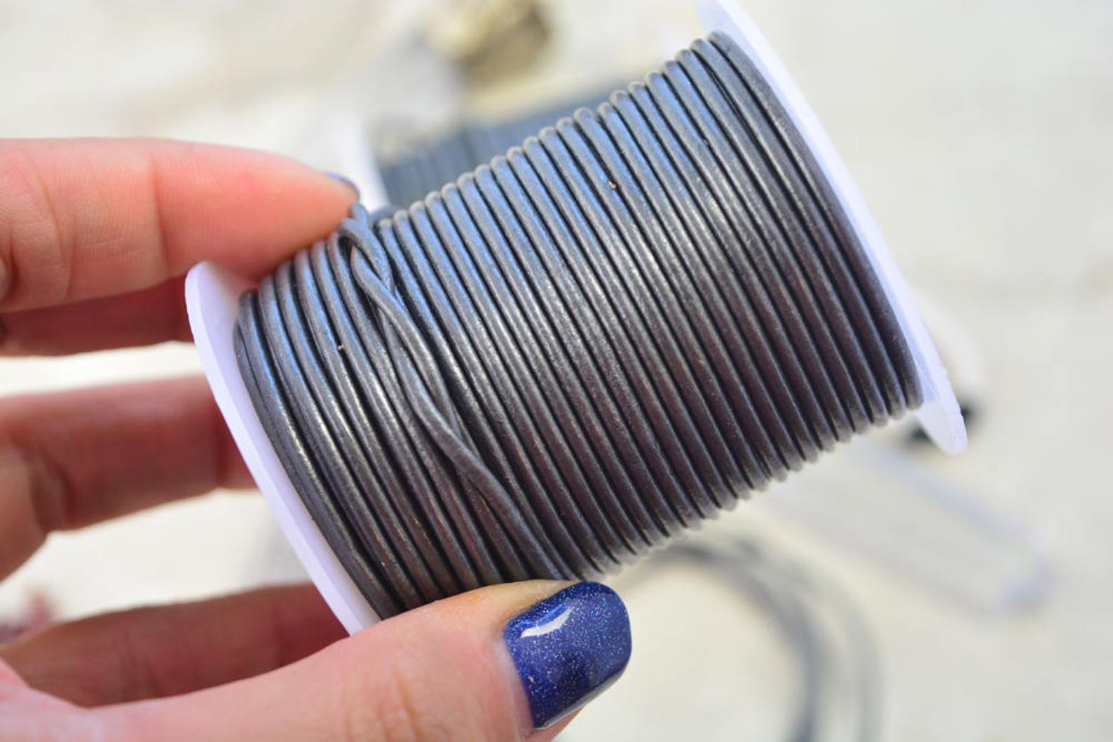 Metallic Graphite Gray: 2mm Round Leather Cord 2 Feet pick - Etsy