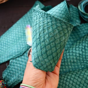 Aqua Blue, Tilapia Fish Leather Skin, Suede Finish, 1 Piece / Fish Skin ...