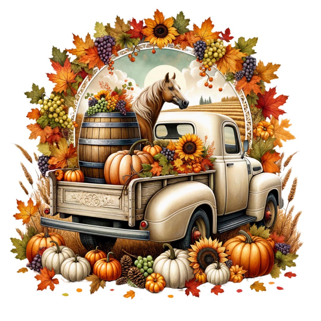 Horse in the Back of A Fall Farm Truck - Etsy