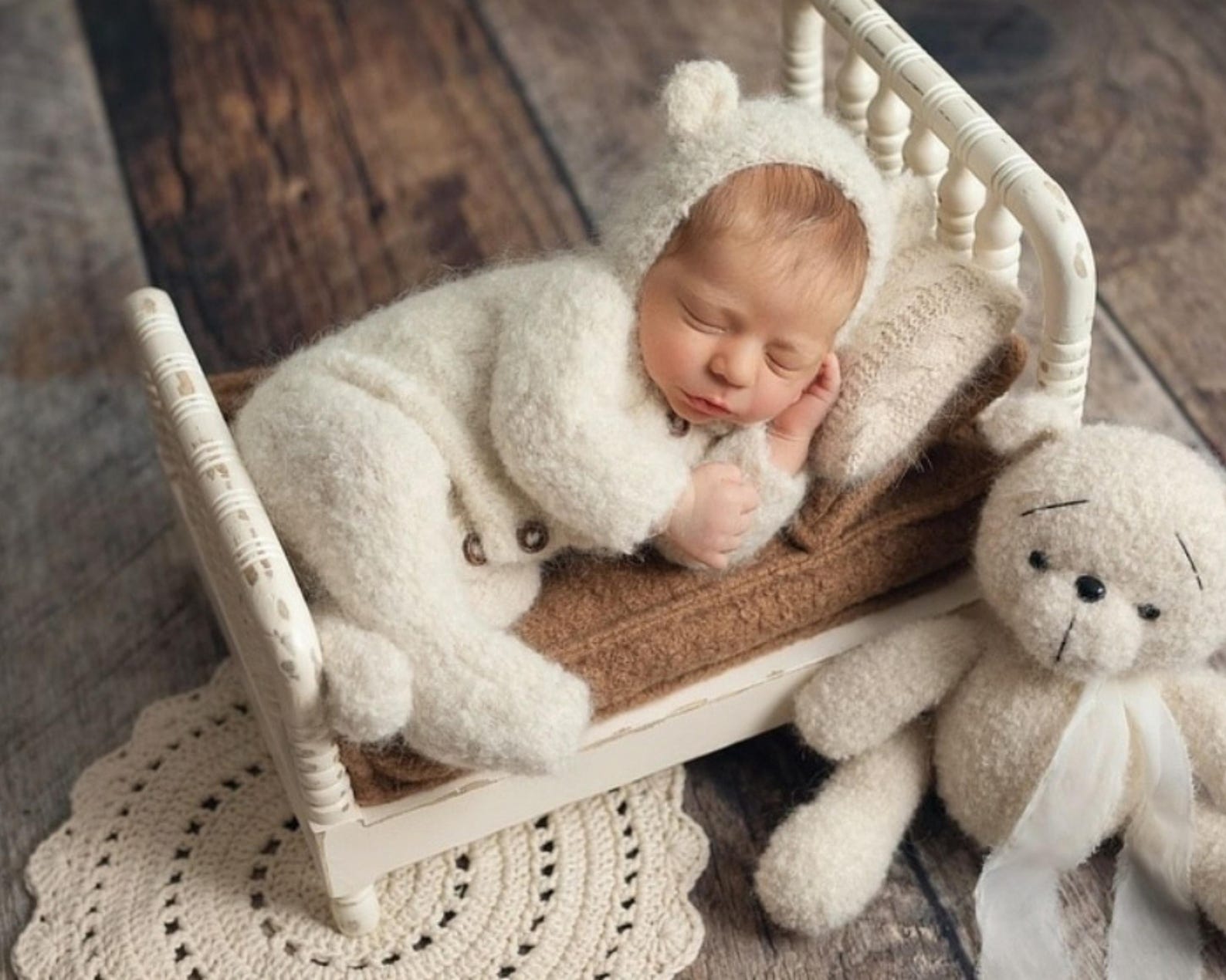 Handcrafted Rustic Wooden Baby Bed - Minimalist Newborn Photography ...