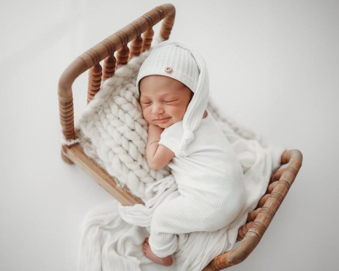 Handcrafted Rustic Wooden Baby Bed - Minimalist Newborn Photography ...