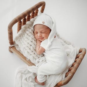 Handcrafted Rustic Wooden Baby Bed - Minimalist Newborn Photography ...
