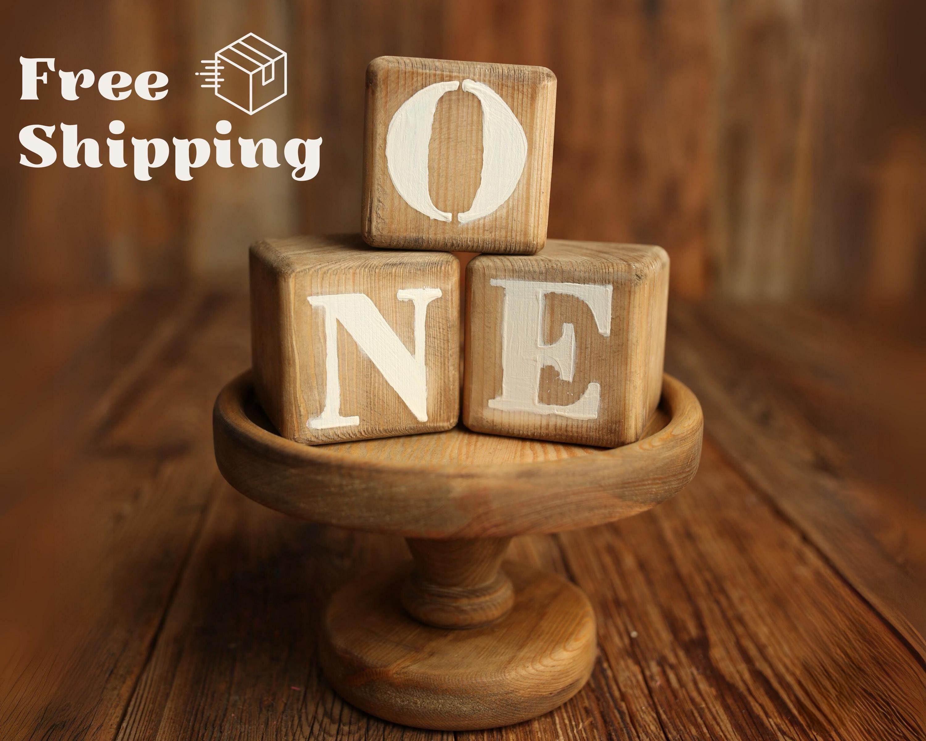 ONE Letters First Birthday Props Cake Smash Wooden Blocks First Year ...