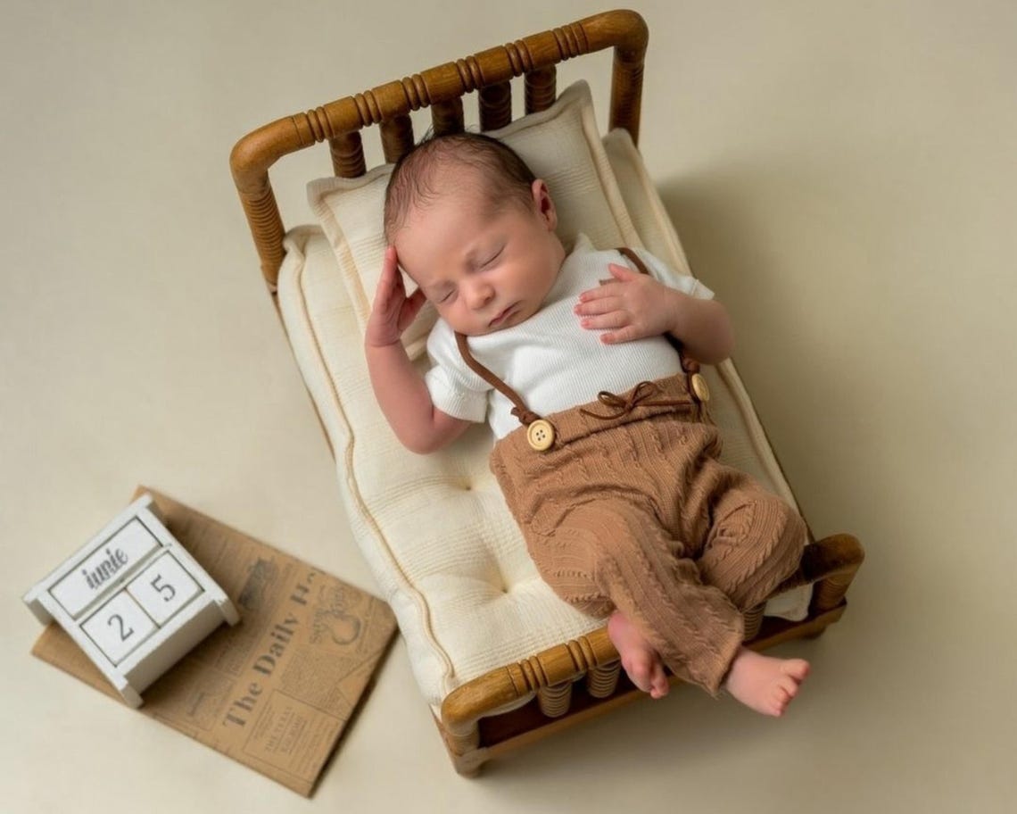 Handcrafted Rustic Wooden Baby Bed - Minimalist Newborn Photography ...