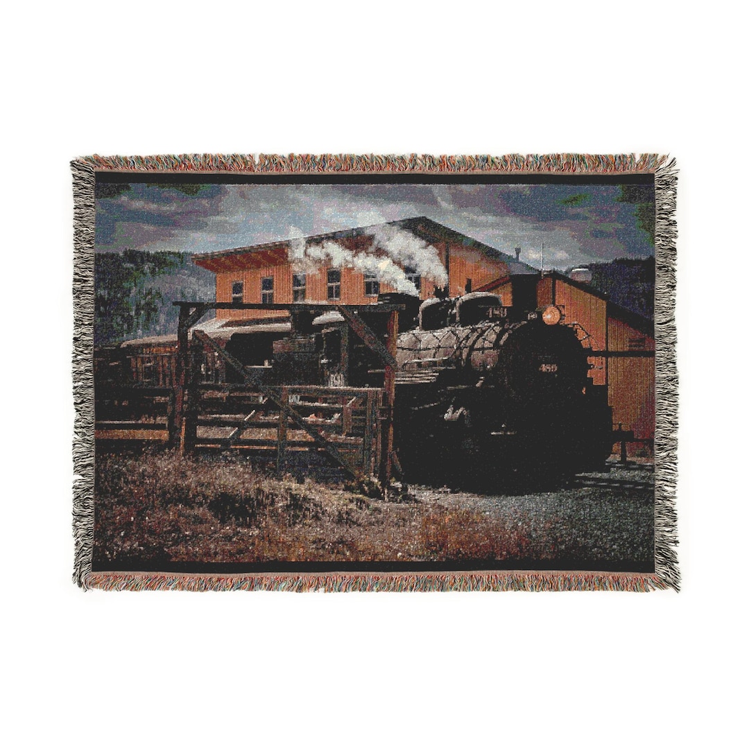 Train Engine Woven Blanket - Railroad Locomotive Design, Cozy Home ...