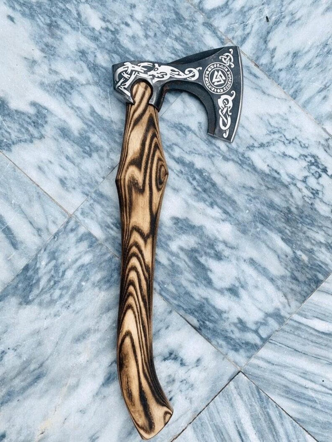 Medieval Viking Axe, Norse Valknut Axe, Medieval Tomahawk Axe, Forged ...