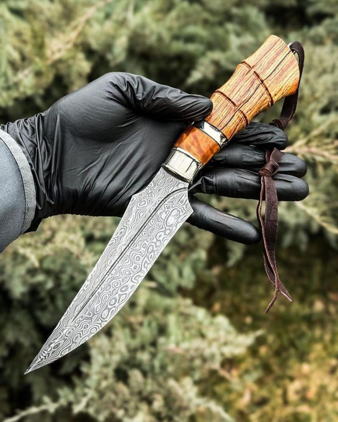 Handmade Damascus Steel Hunting Knife With Exotic Wood Handle - Custom ...