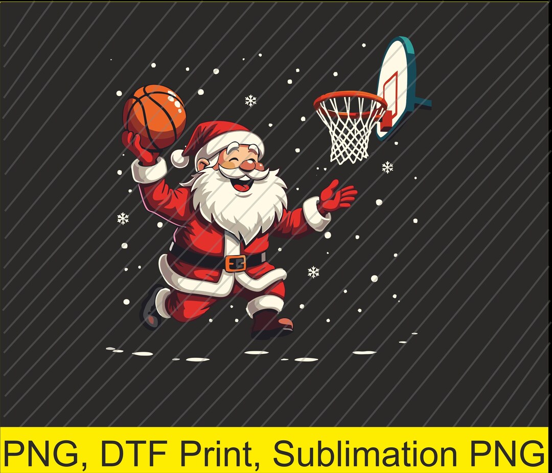 Funny Santa Claus Playing Basketball Merry Christmas PNG | Digital ...