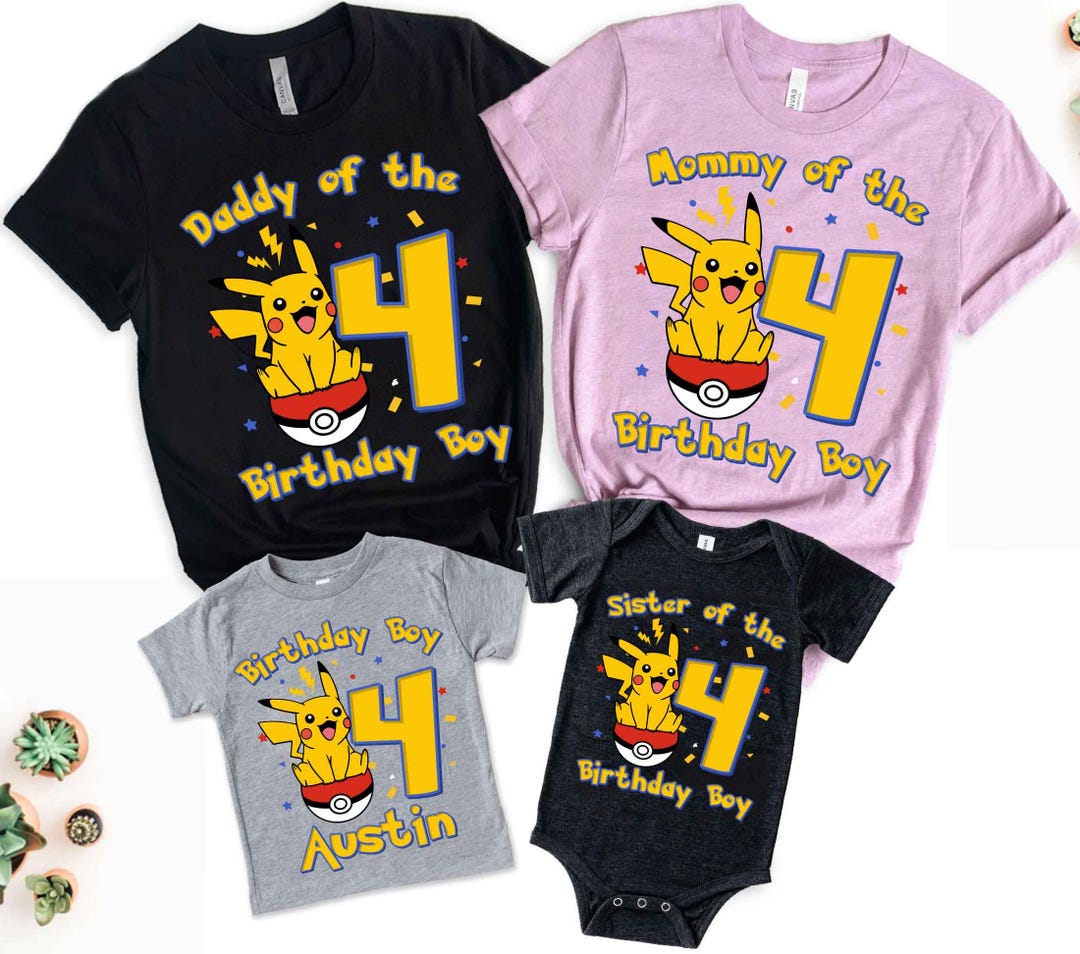 Personalized Birthday Shirt, Poke Mon Shirt,birthday Squad Shirts ...