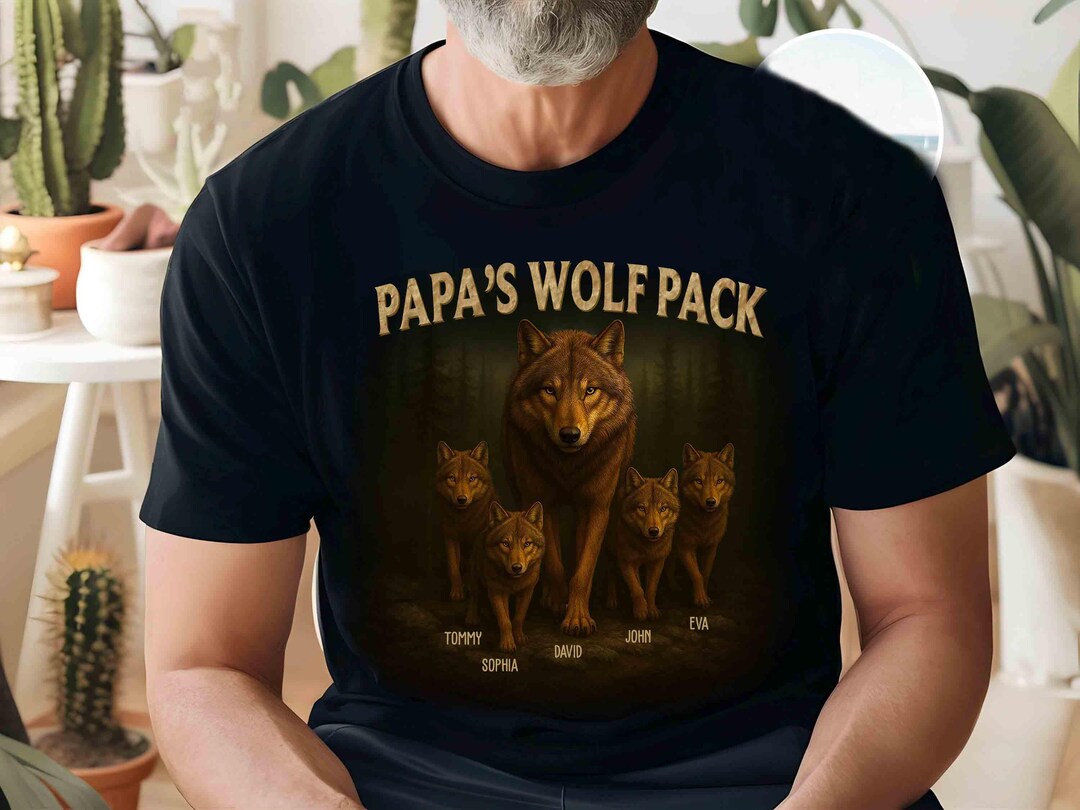 Personalized Papa's Wolf Pack Shirt,custom Grandpa With Kids Names ...