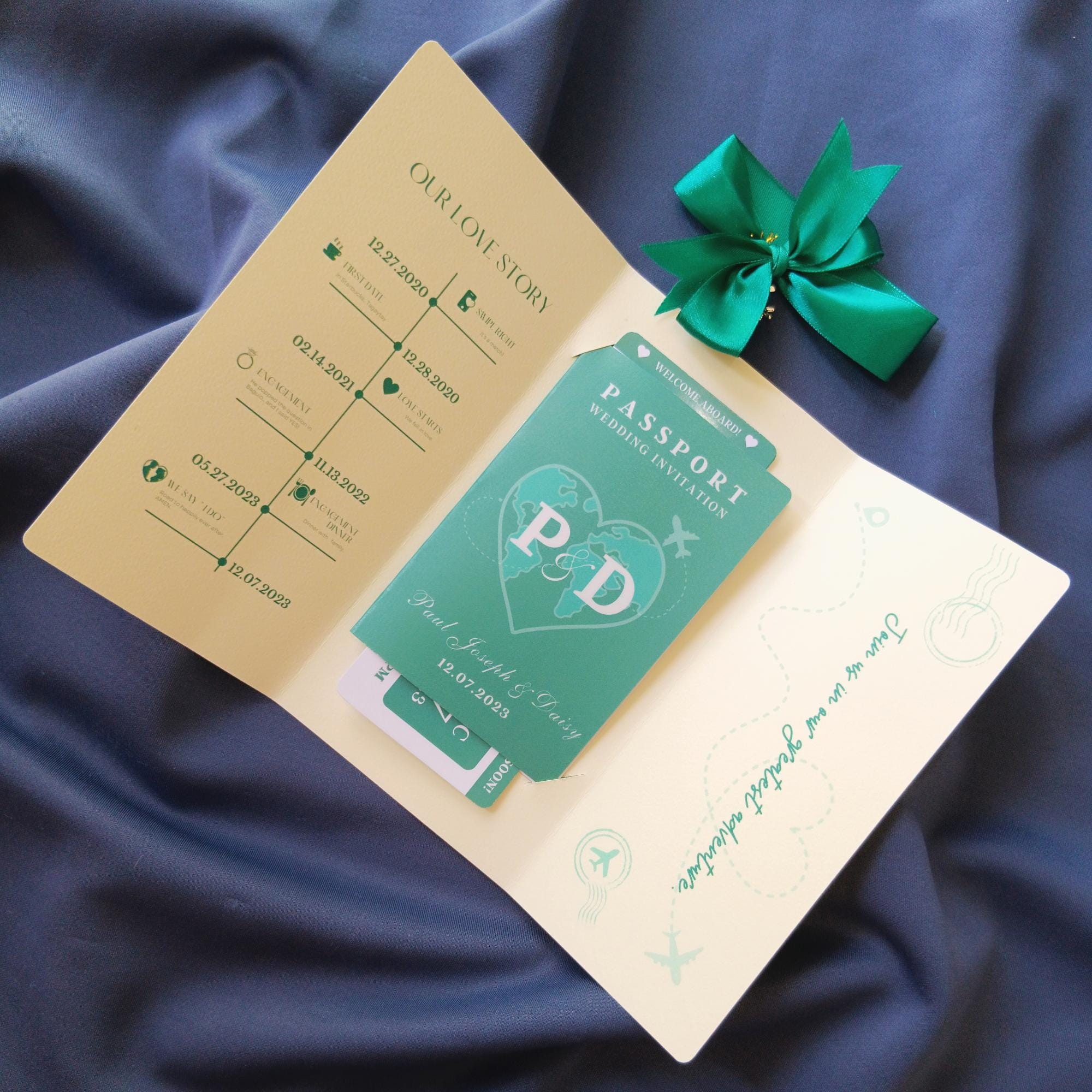 Customized Elegant Wedding Passport Invitation With Airplane Pendant ...