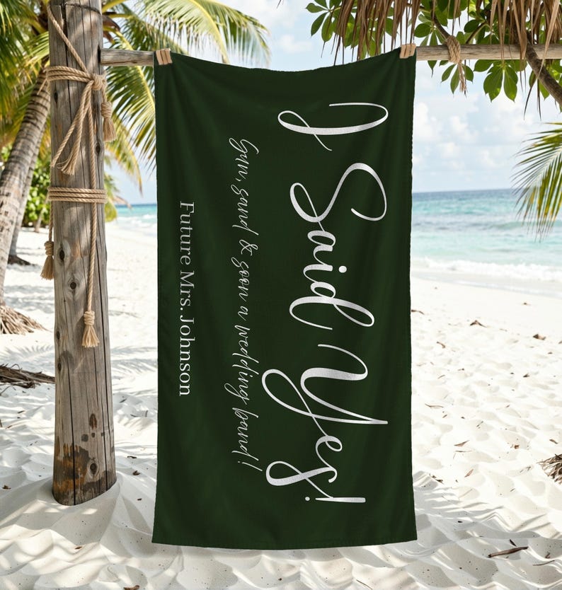 I Said Yes Future Mrs. Name Personalized Beach Towel, Bachelorette ...