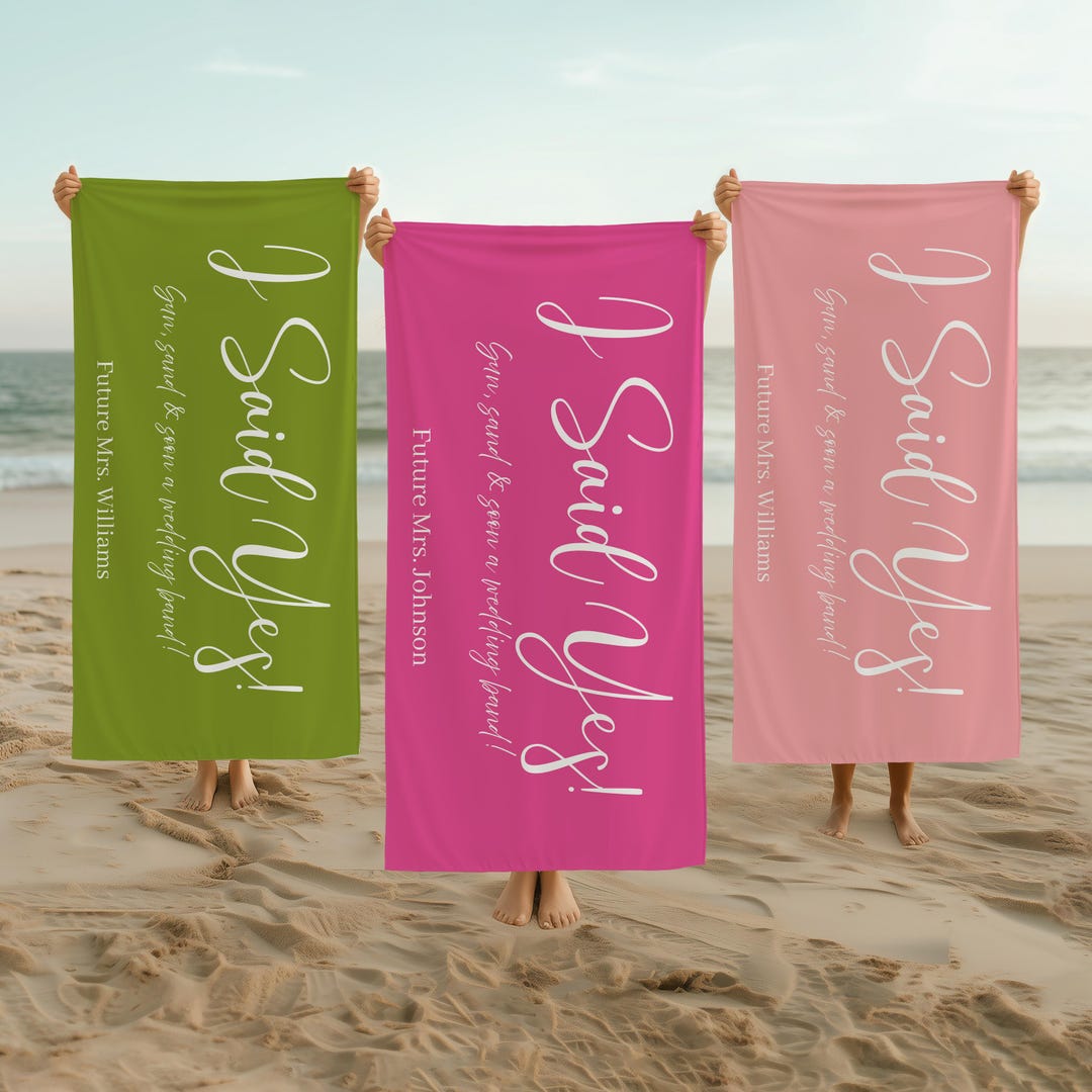 I Said Yes Future Mrs. Name Personalized Beach Towel, Bachelorette ...