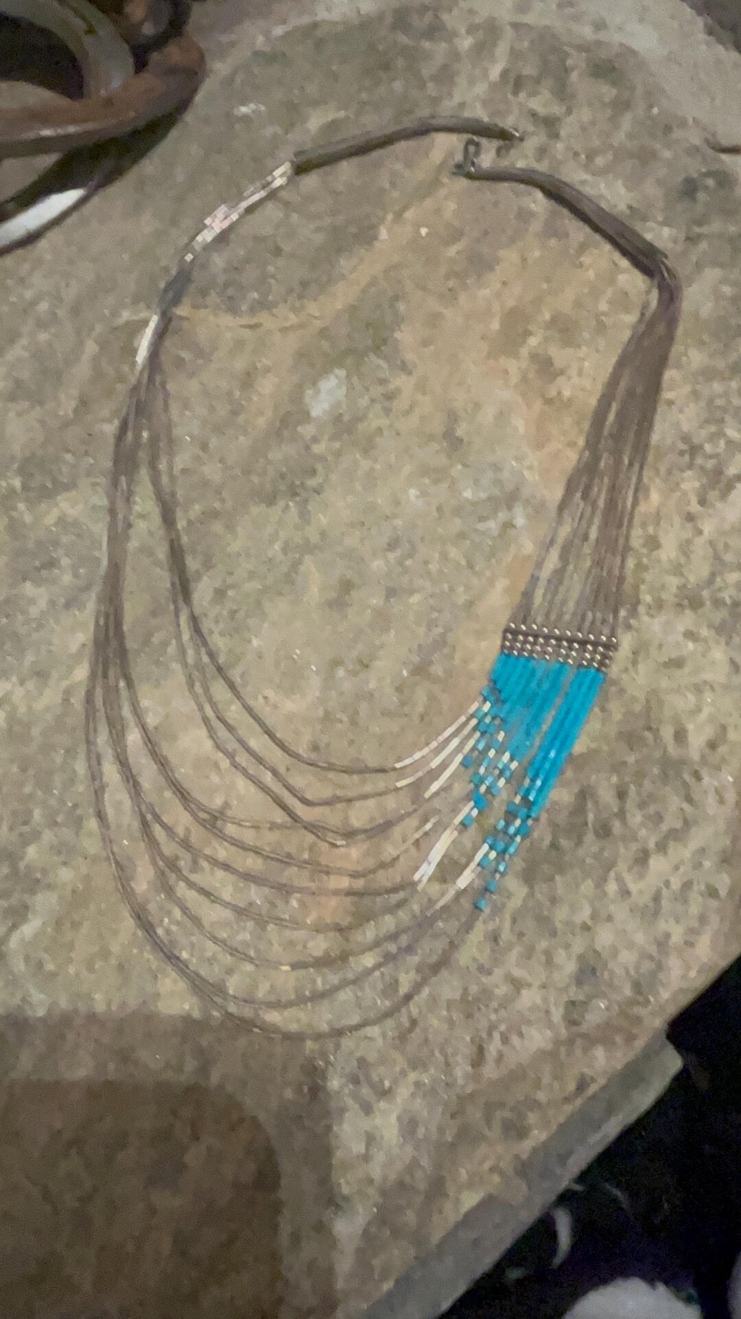 10 Strand Liquid Silver and Turquoise Native American Necklace - Etsy