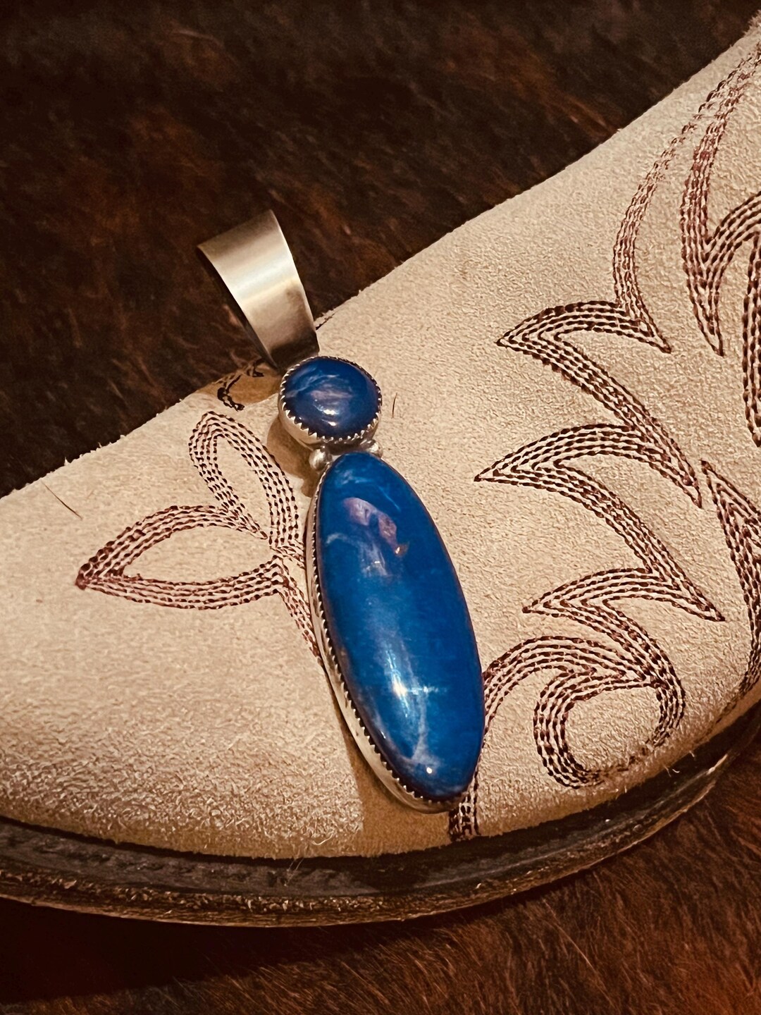 Navajo Blue Lapis Pendant Signed by Grace Touchine. - Etsy