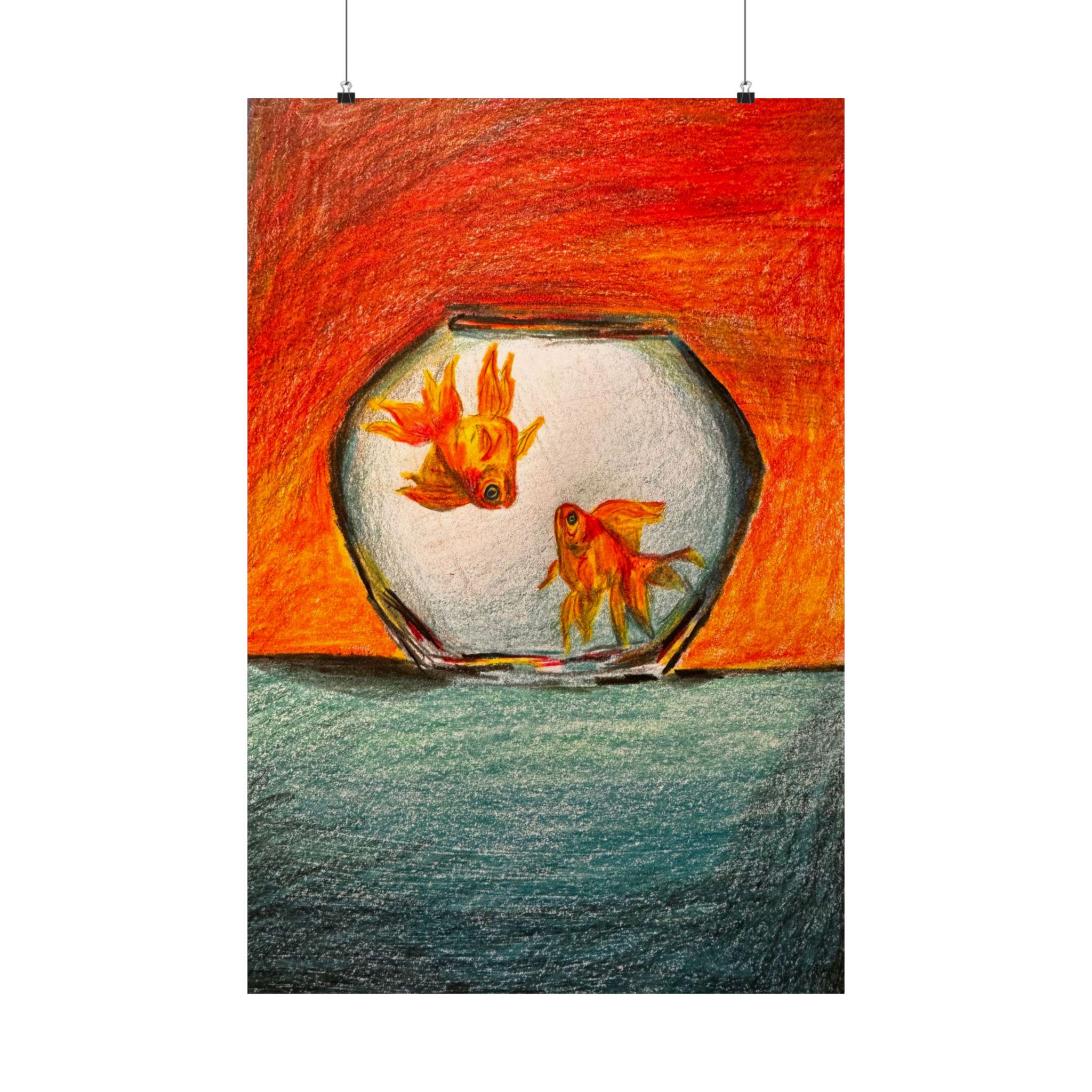 Matte Vertical Posters Two Goldfish in a Fishbowl Lost Souls - Etsy