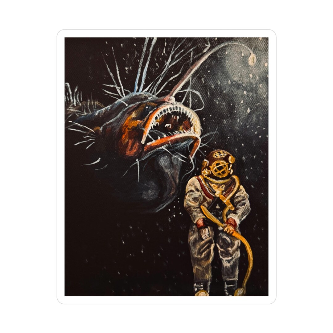 Kiss-cut Vinyl Decals Deep Sea Diver and Angler Fish - Etsy