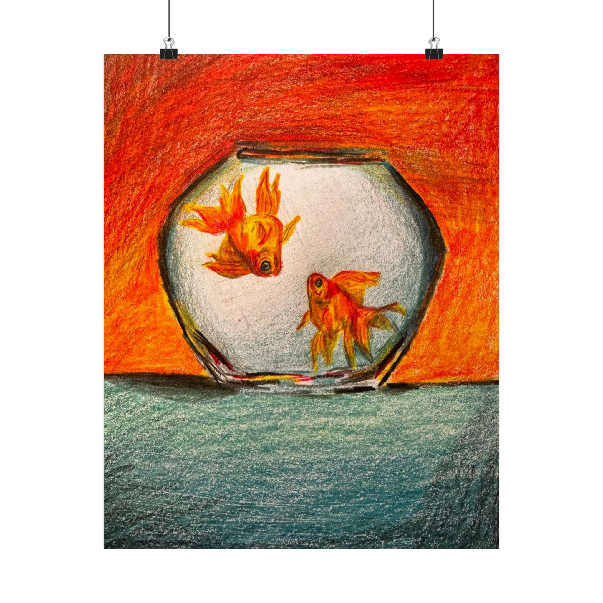 Matte Vertical Posters Two Goldfish in a Fishbowl Lost Souls - Etsy
