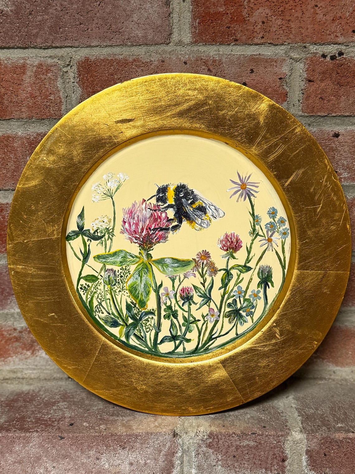 Bumble Bee and Wildflowers Hand Painted Charger Plate Decor - Etsy