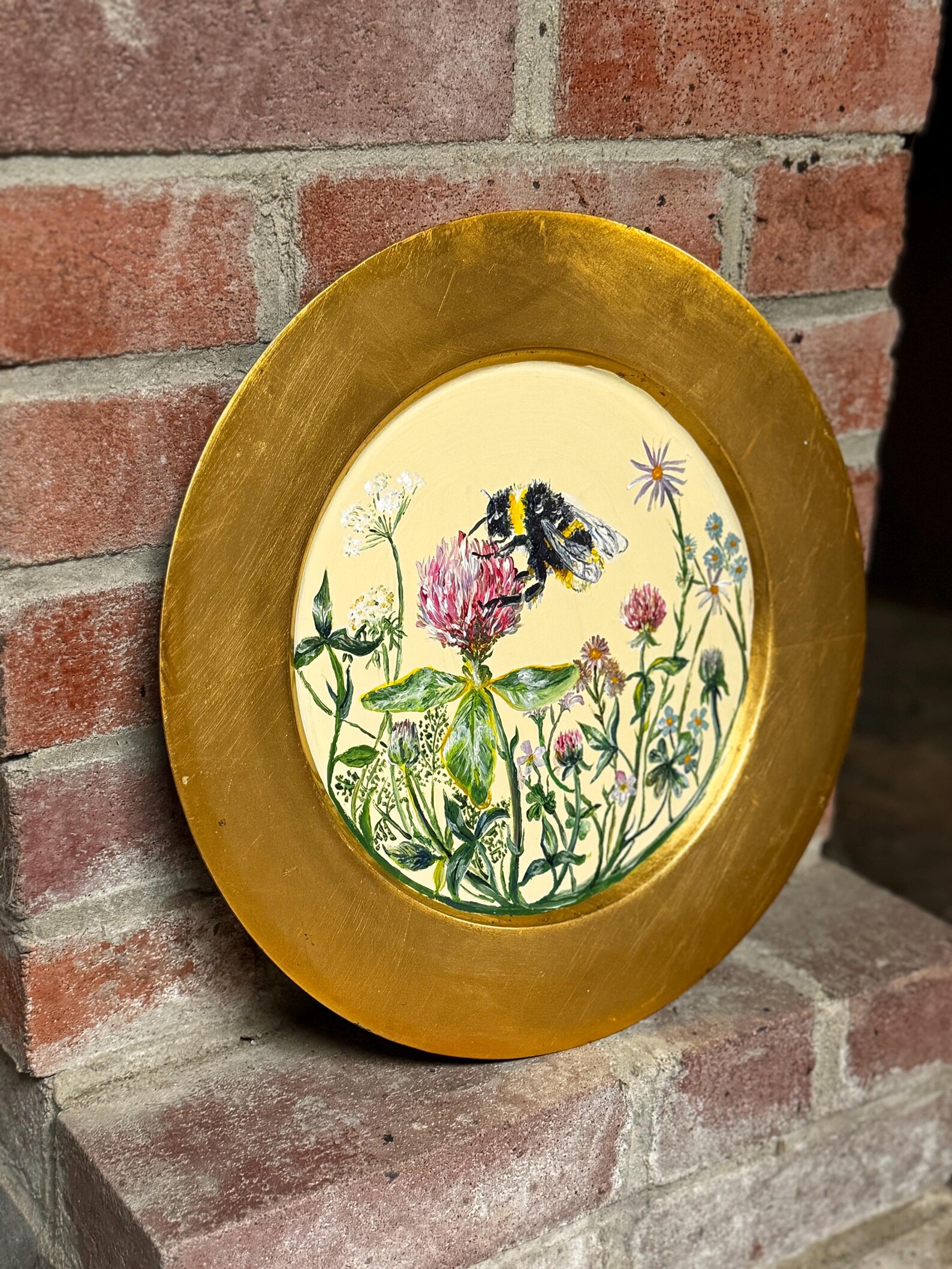 Bumble Bee and Wildflowers Hand Painted Charger Plate Decor - Etsy