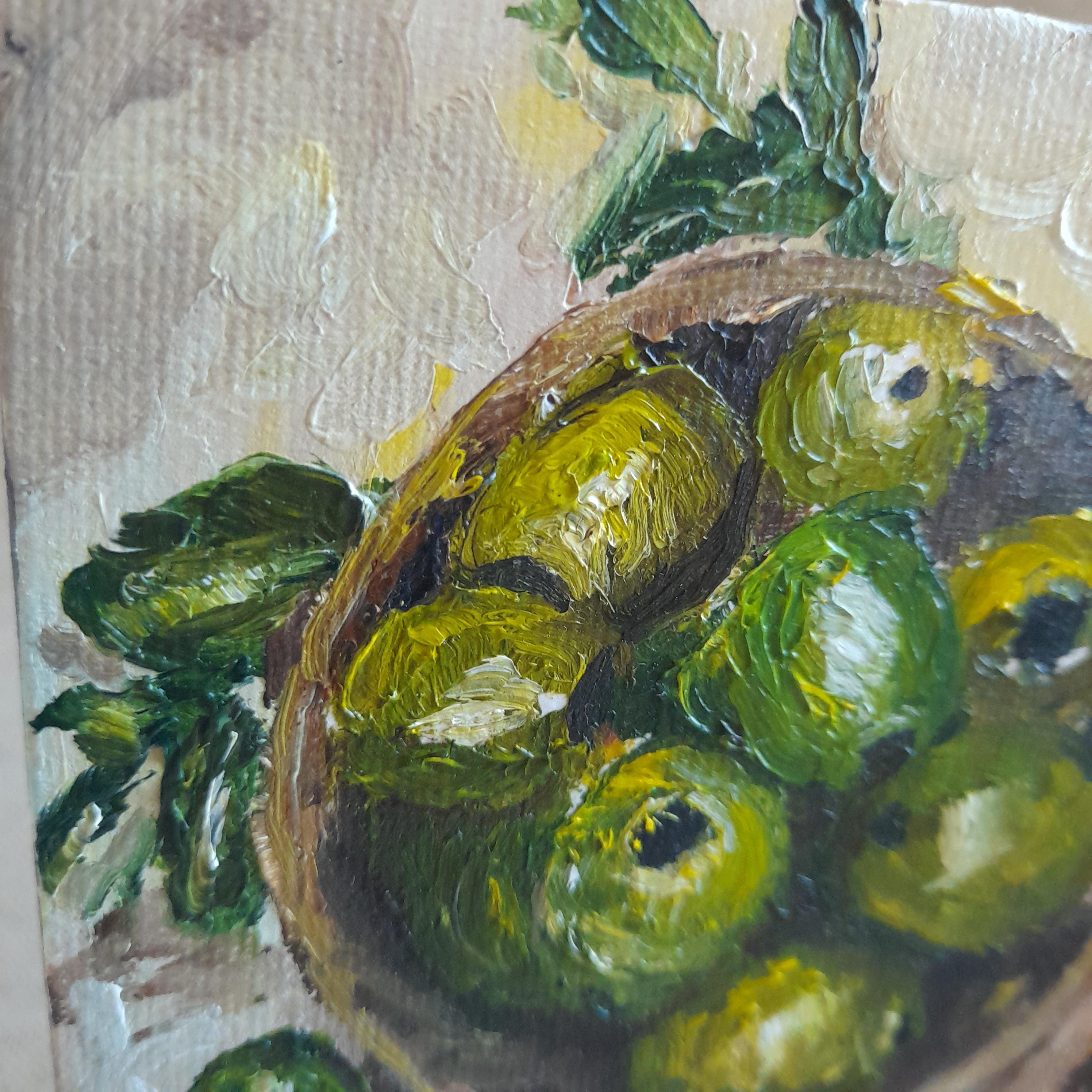 Olives Painting Still Life Olive Original Oil Painting 4x4 Wall Art ...