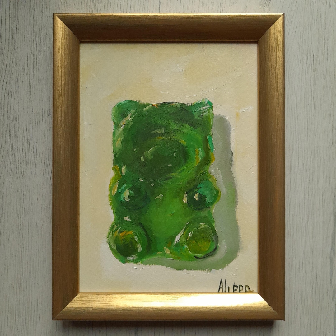 Gummy Bear Painting Small Picture Original Oil Art Gummy Bear Wall Art ...