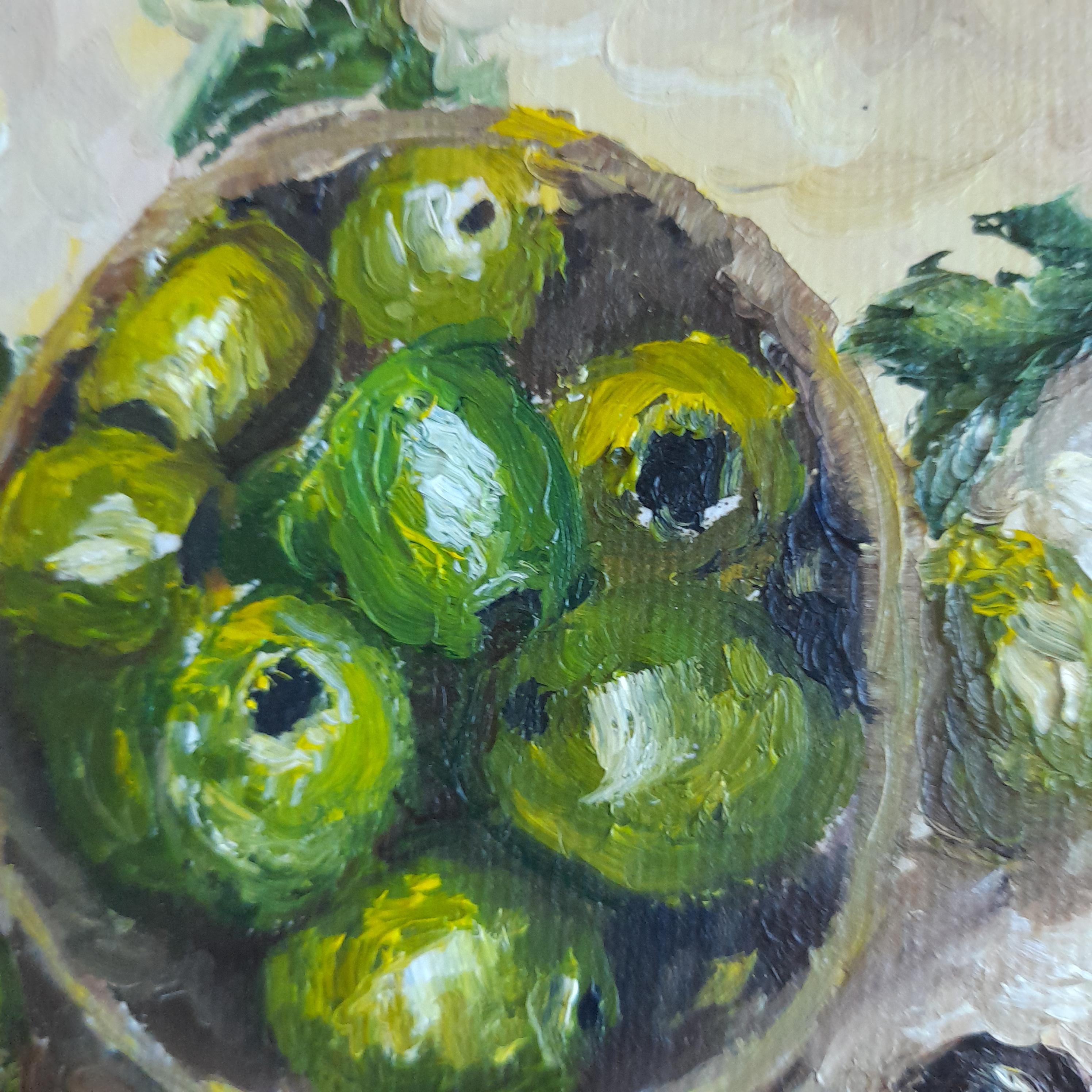 Olives Painting Still Life Olive Original Oil Painting 4x4 Wall Art ...