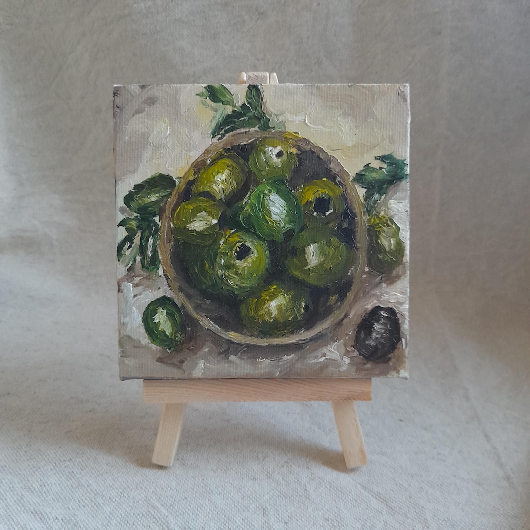 Olives Painting Still Life Olive Original Oil Painting 4x4 Wall Art ...