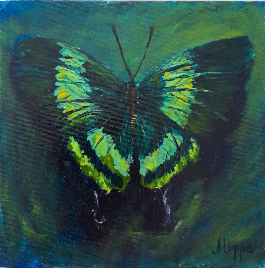 Dipinto a Farfalla, Inserto, Arte Originale, Dipinto Acrilico Su Tela ...