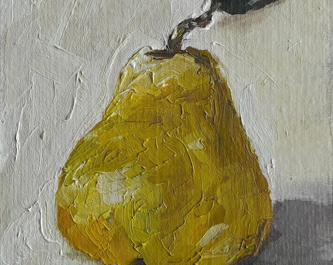 Pear Oil Painting, Small Kitchen Art, Fruit Still Life, Dining Room ...