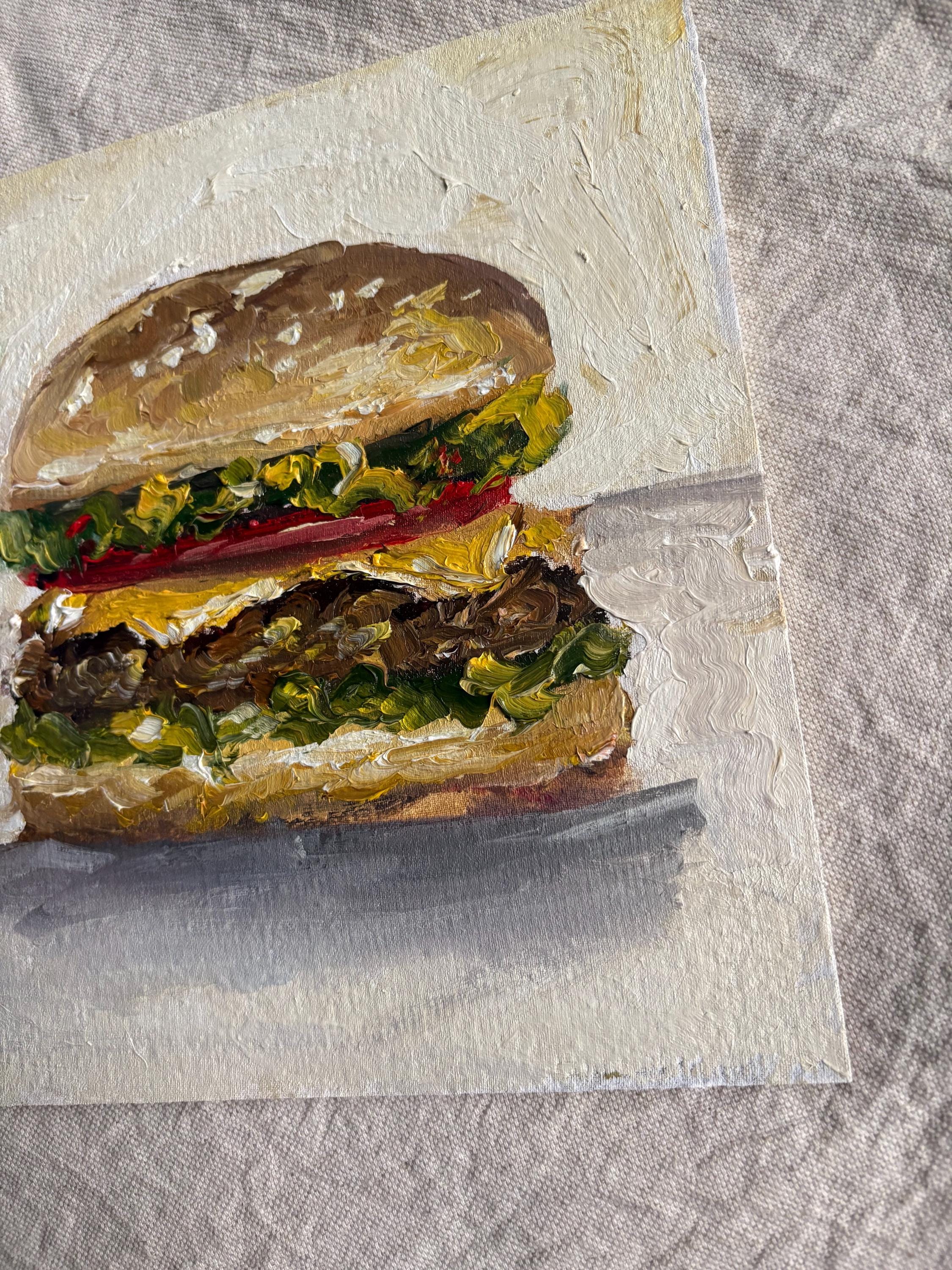 Cheeseburger Art, Dining Room Wall Art, Food Art, Original Art, Bar ...