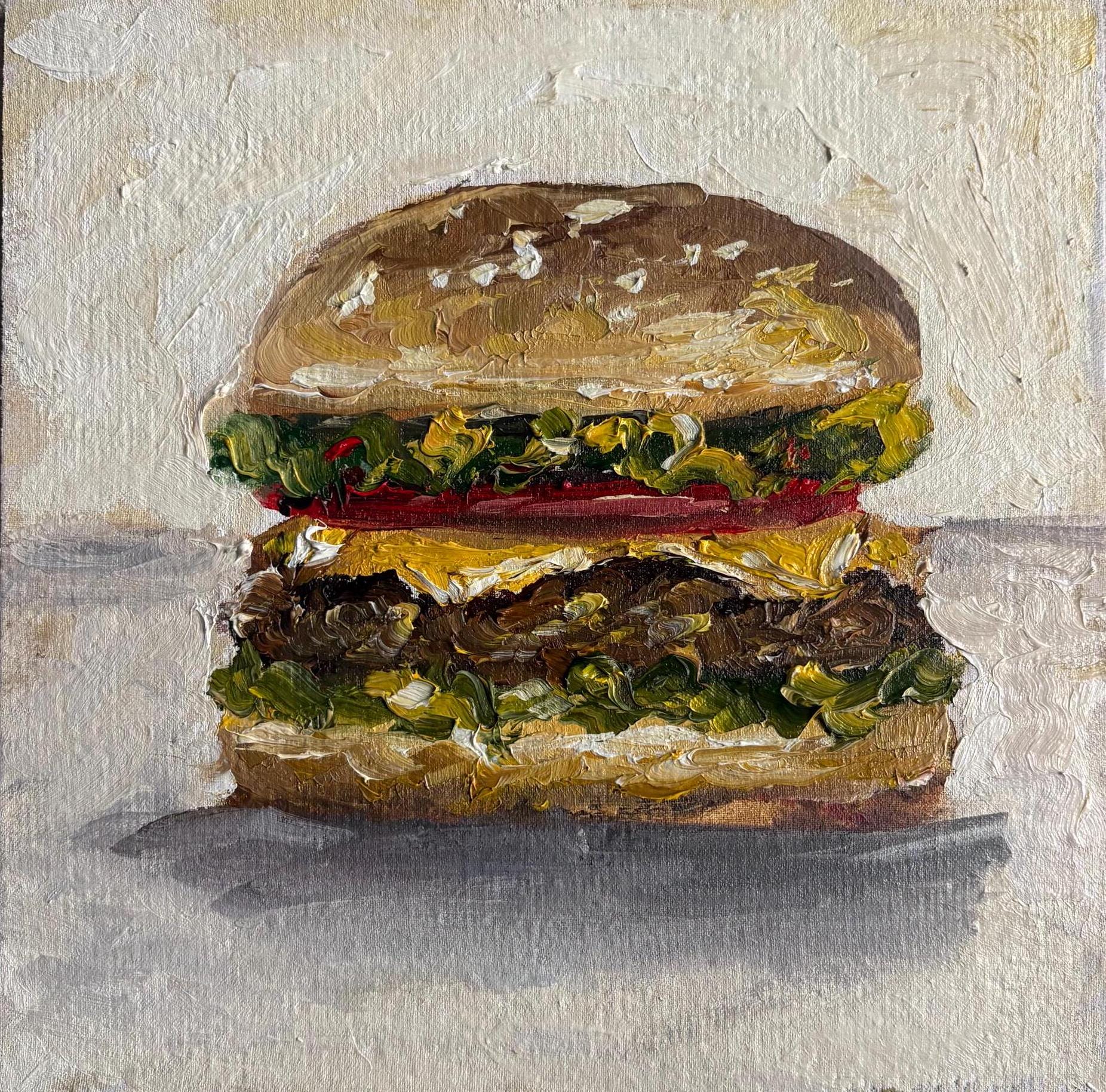 Cheeseburger Art, Dining Room Wall Art, Food Art, Original Art, Bar ...