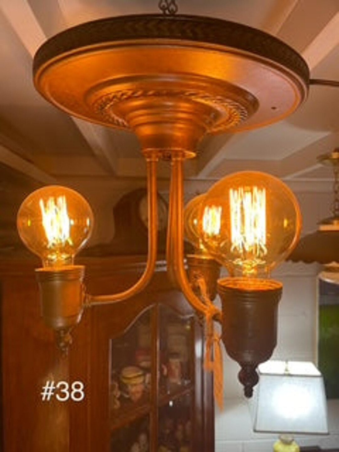 Vintage 1940's Three Arm Ceiling Mounted Light Fixture - Etsy
