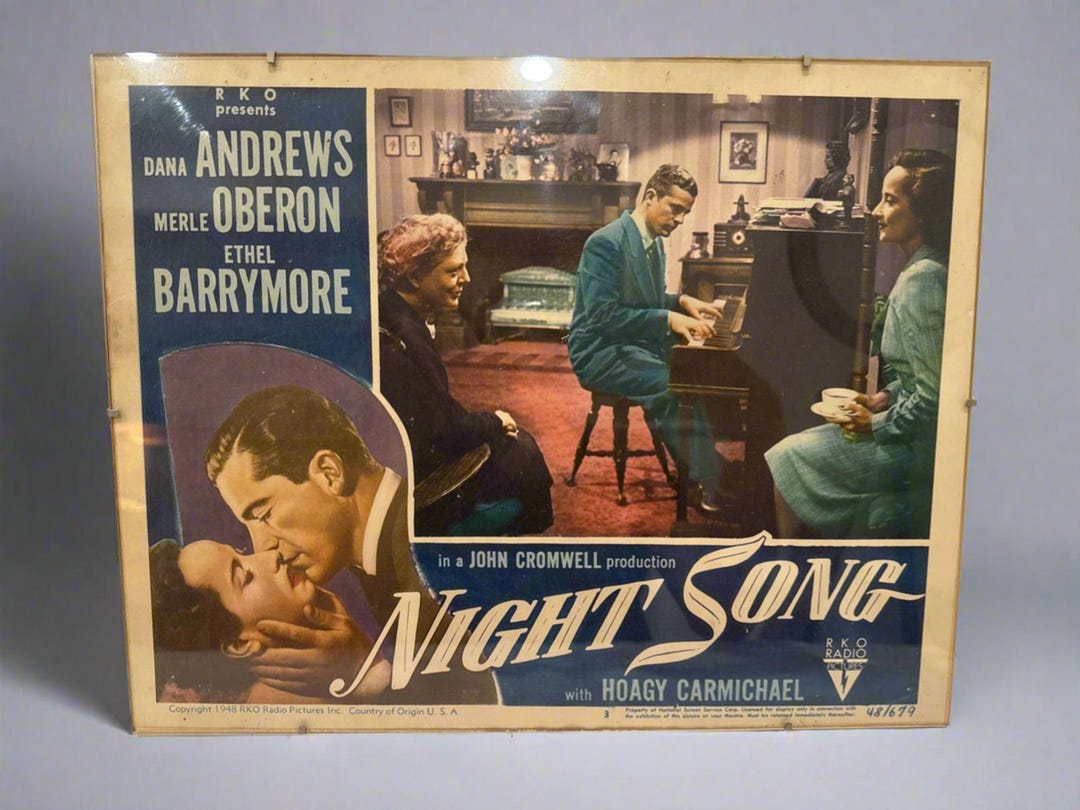 Vintage 1947 Hollywood Movie Film “night Song” Framed Poster - Etsy
