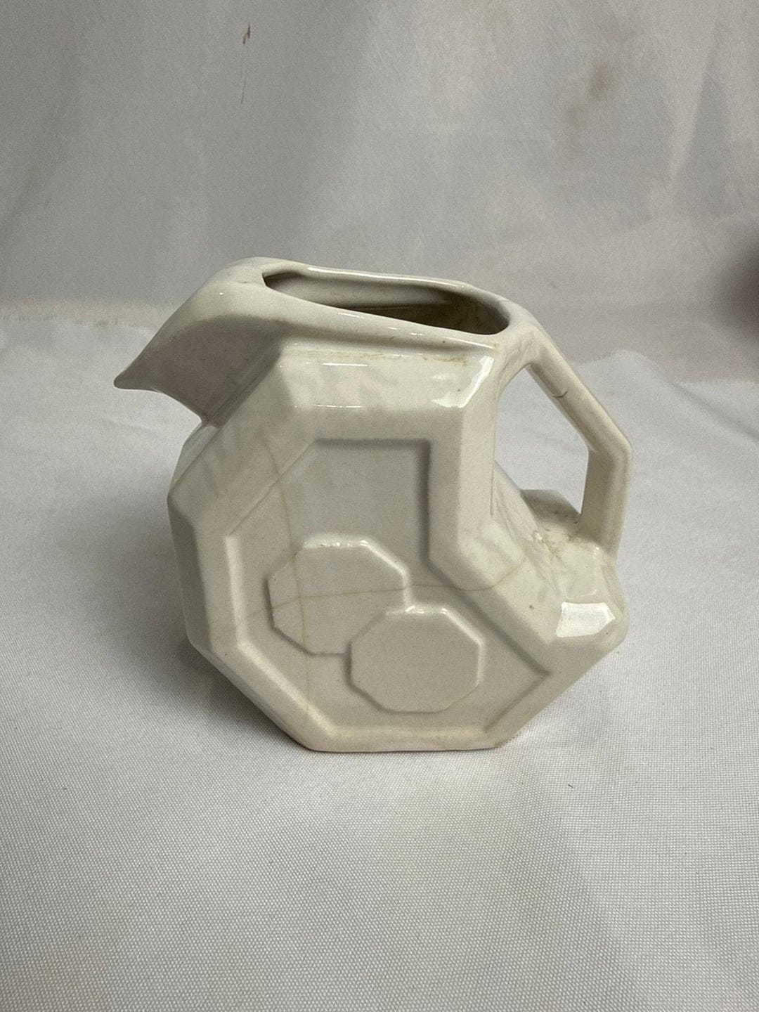 Antique White Geometric Ironstone Small Creamer Pitcher - Etsy