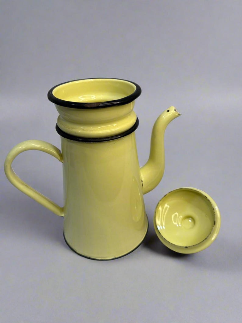 Vintage 1940's French Enamelware Yellow Biggin Coffee Pot Percolator - Etsy