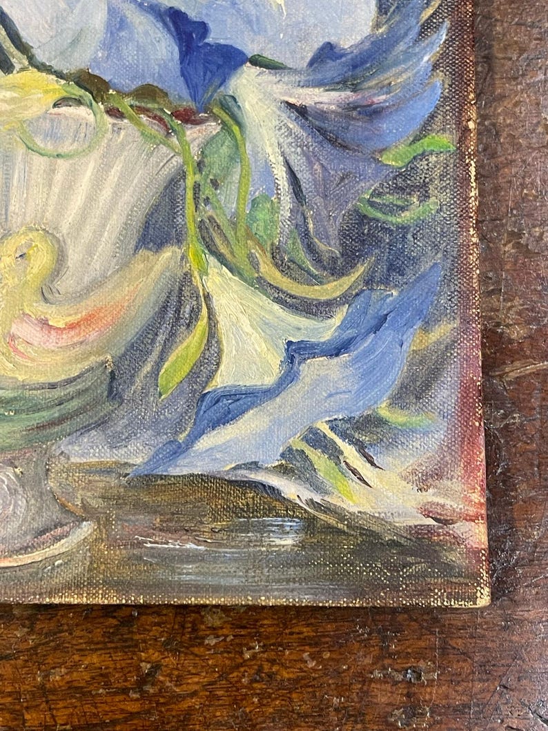 Vintage Edna Ellis Baylor Oil on Canvas Morning Glory Floral Still Life ...