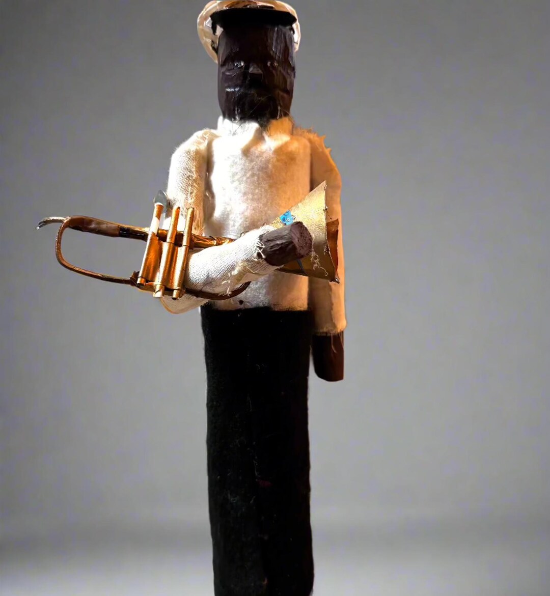 Vintage Folk Art New Orleans Second-line Trumpet Musician Cloth Wood ...