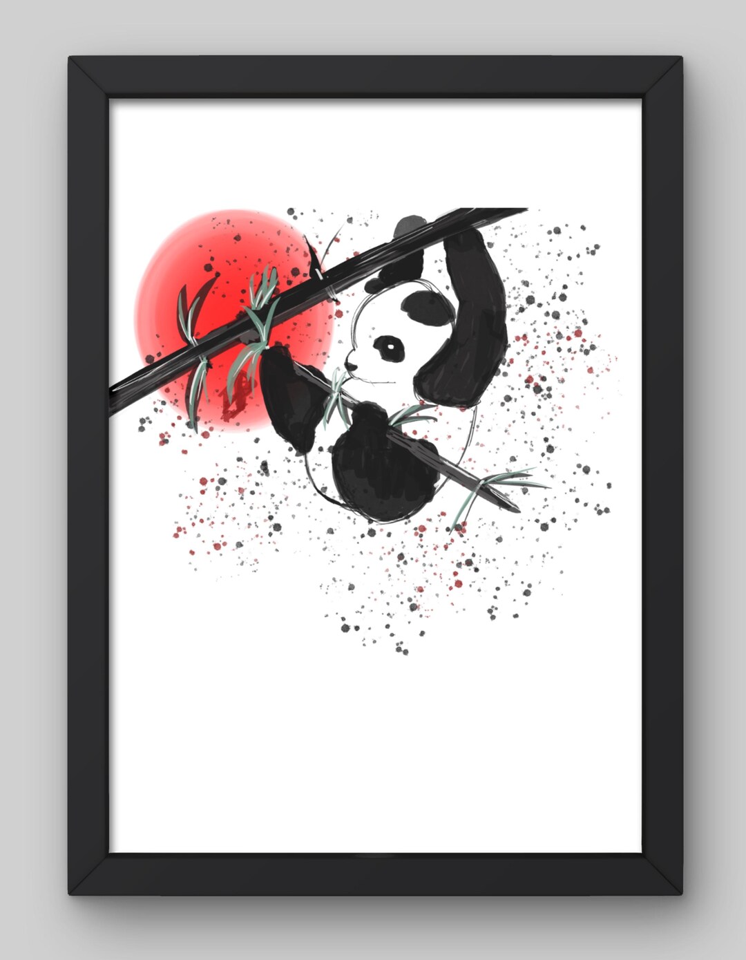 Sumi Baby Panda Print – Japanese Ink Style Panda & Bamboo Art, A4/A3 ...