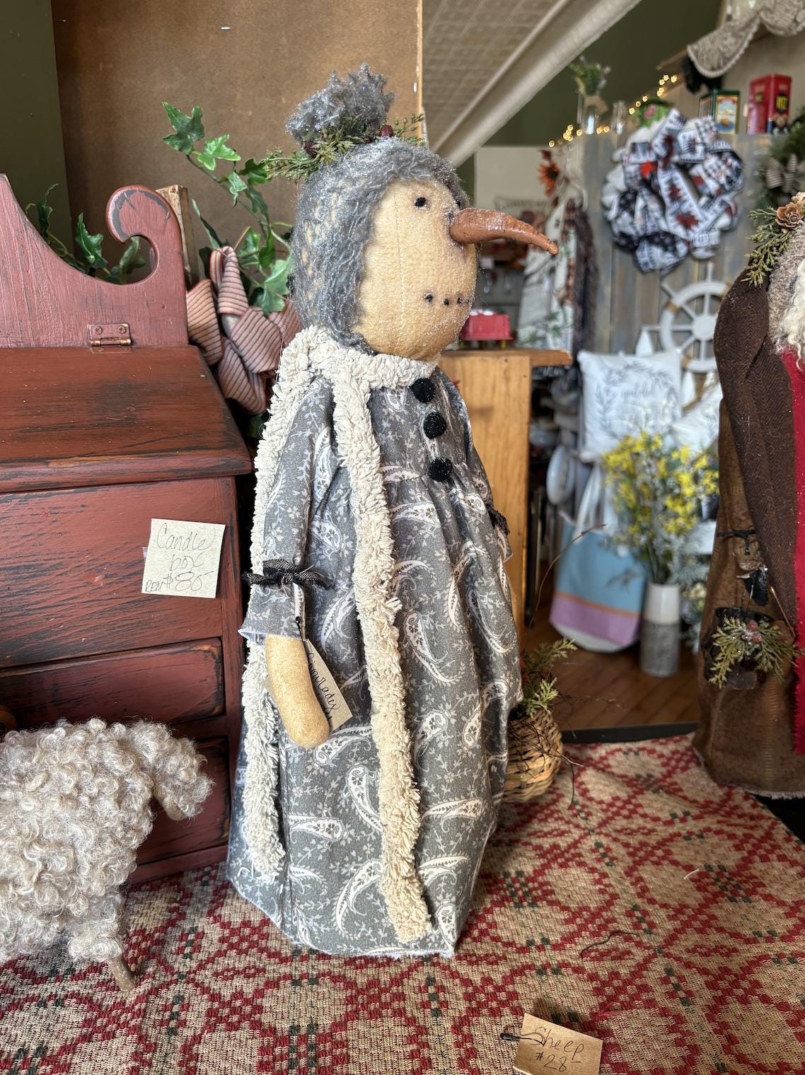 Cloth-faced Snow Girl Figurine Approximately 17 Seasonal Decor Unique ...