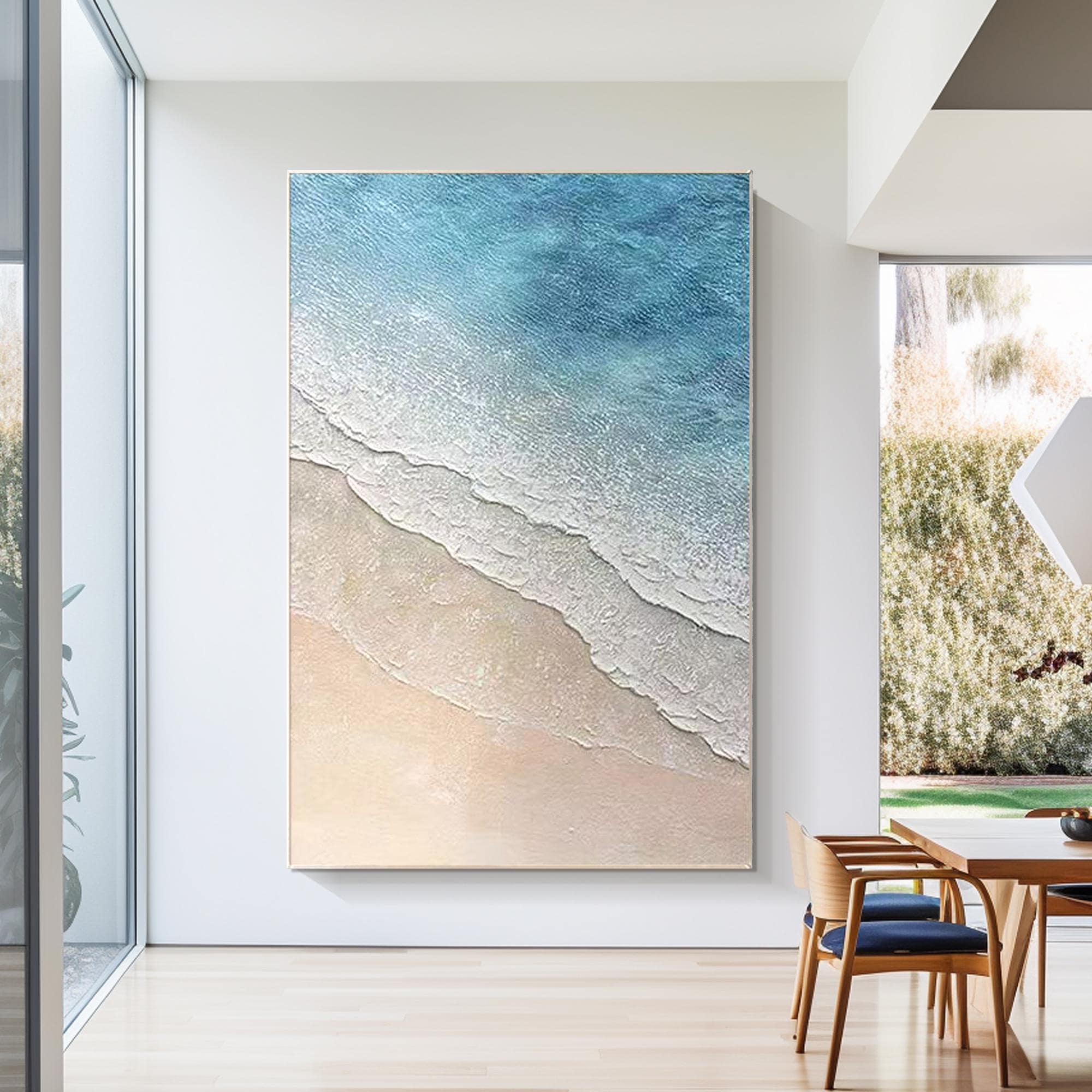 Blue Ocean Wave Painting Impasto 3D Textured Painting Seascape Canvas ...