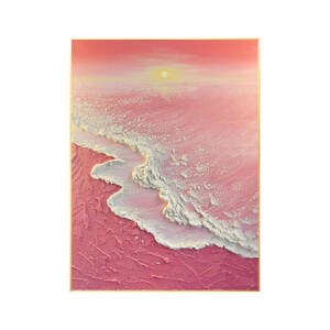 Pink Ocean Beach Painting Abstract Pink Wave Sand Painting Textured Art ...