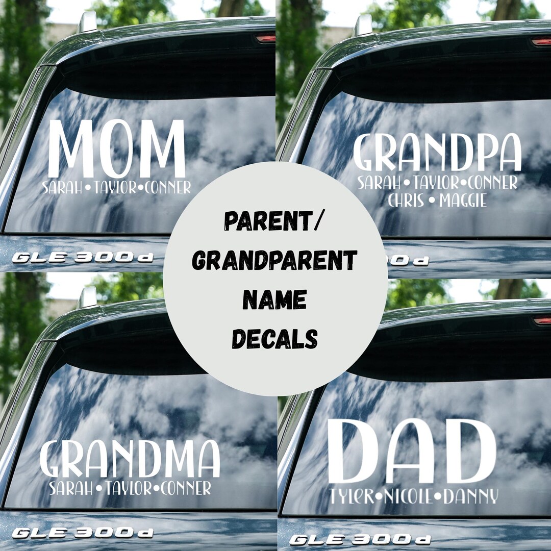 Personalized Grandparent Parent Car Decal: Grandkids Names Vinyl ...