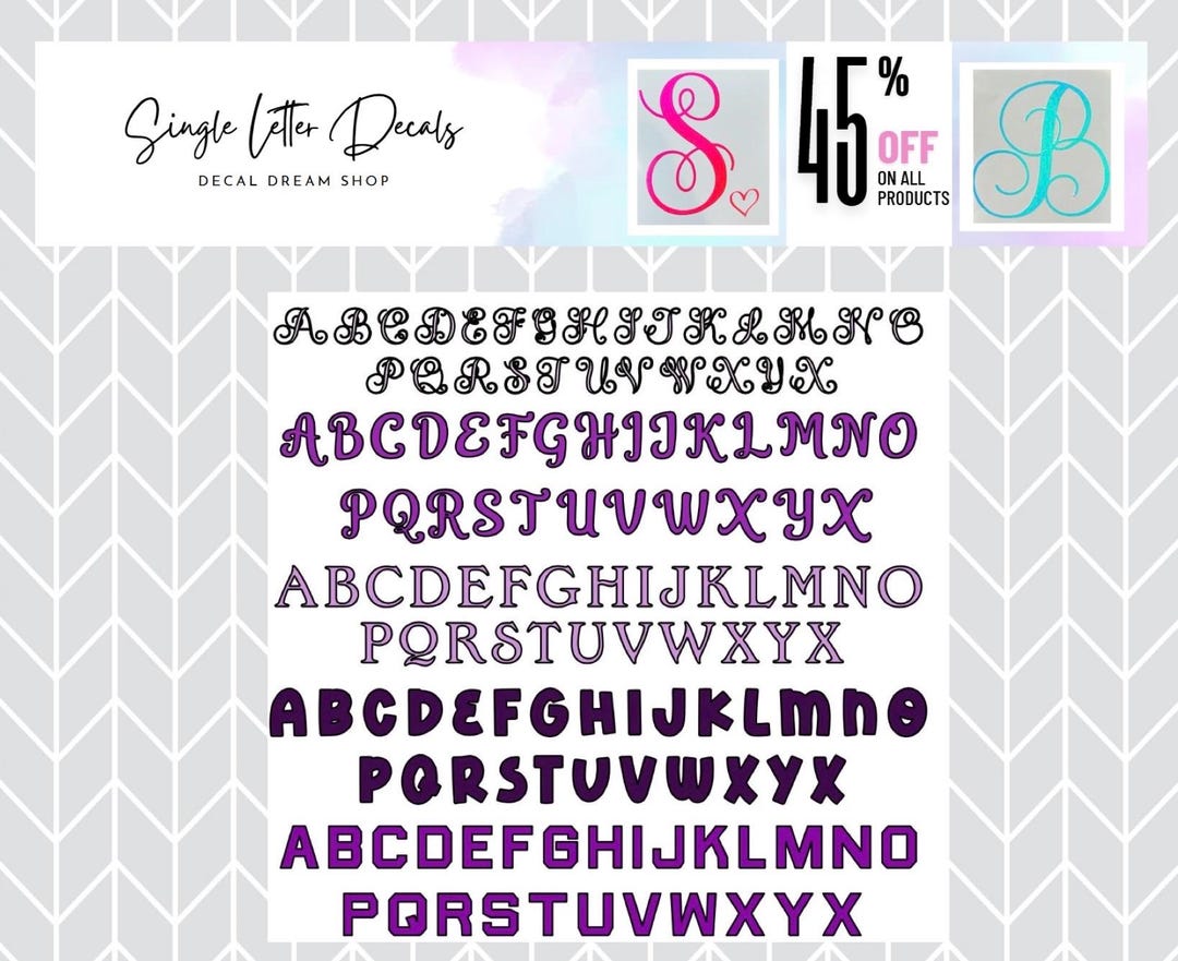 Single Letter/number Decal 30 Colors & 5 Fonts to Choose From - Etsy