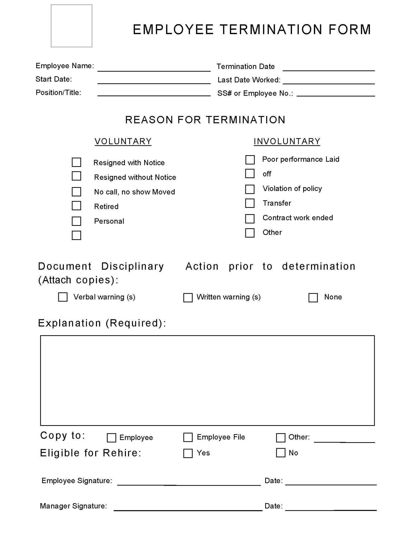 Employee Termination Form - Etsy