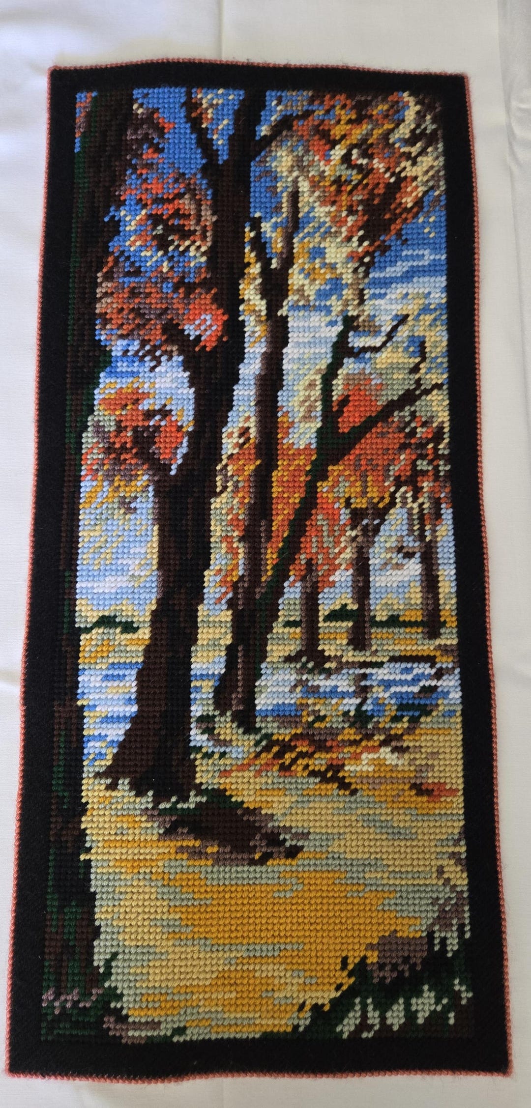 Vintage Wool Needlepoint: Autumn Forest Scene, Unframed - Etsy