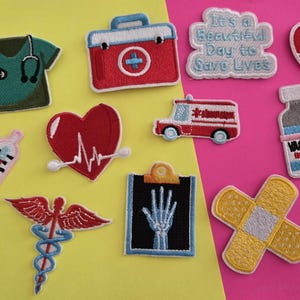 5 Pcs Doctor/nurse Assorted Embroidered Iron on Patches, Medicine ...